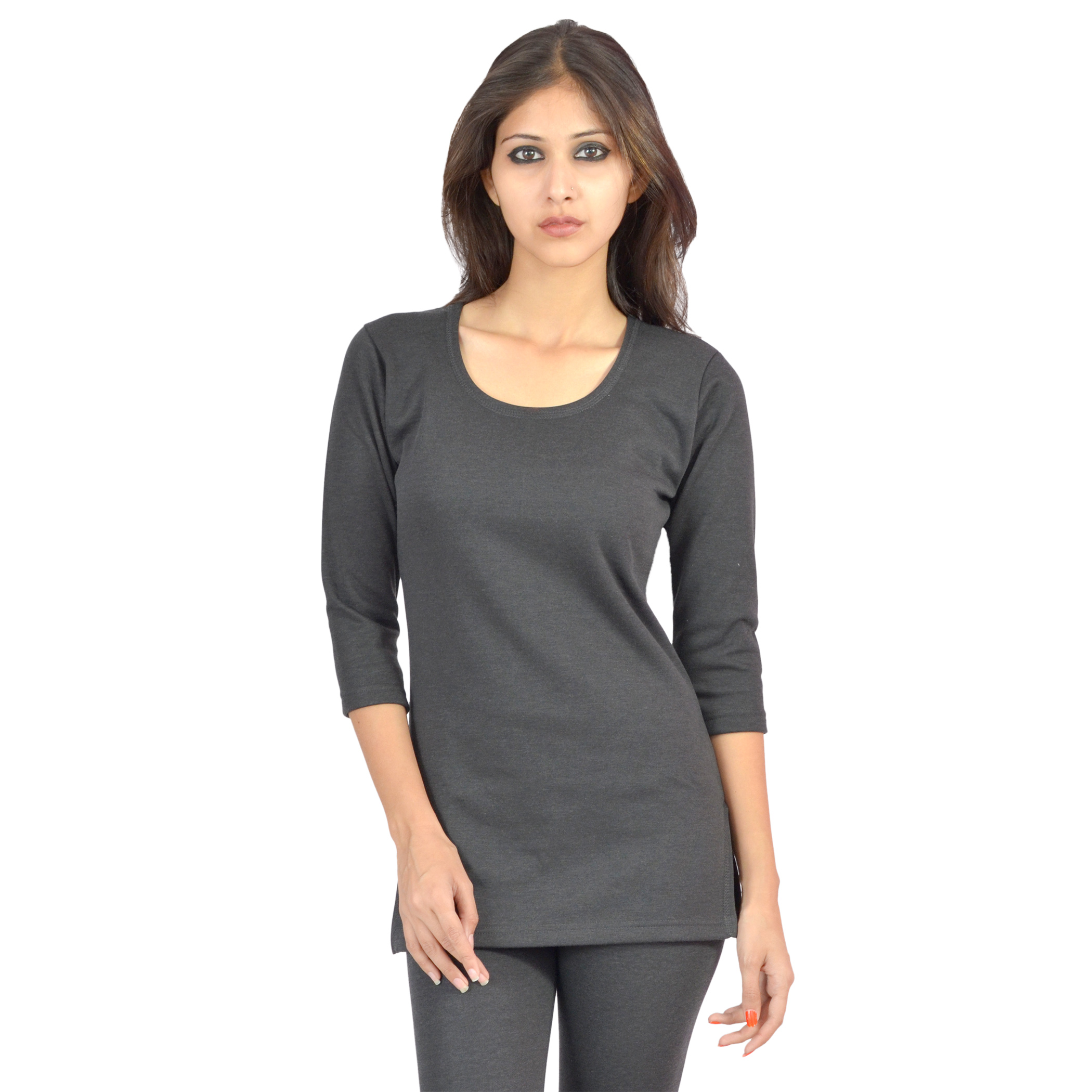 Women Dark Grey Top Thermal Inner Wear - Companion