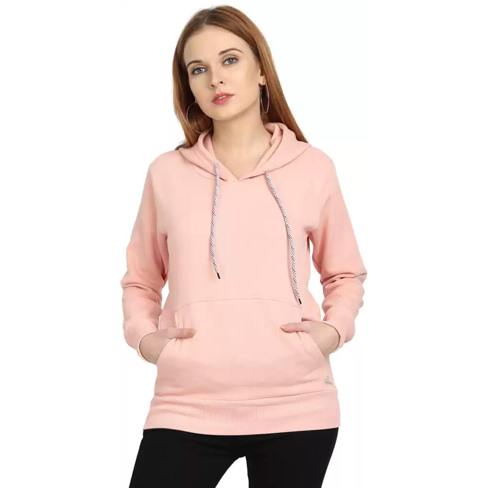 Full Sleeve Solid Women Sweatshirt Peach - Companion